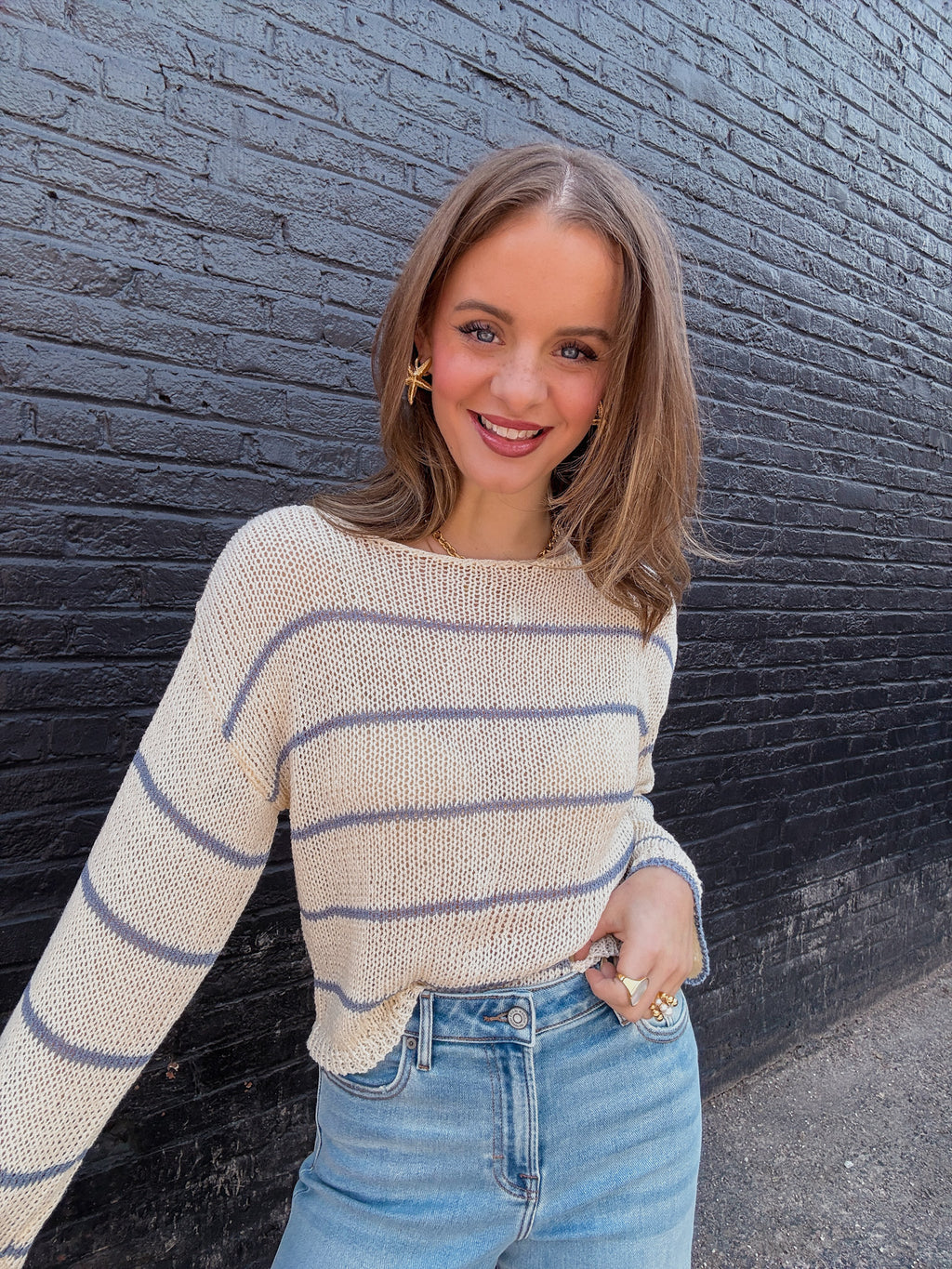 Sadie & Sage Taylor Striped Knit Sweater – hellofancyboutique.com